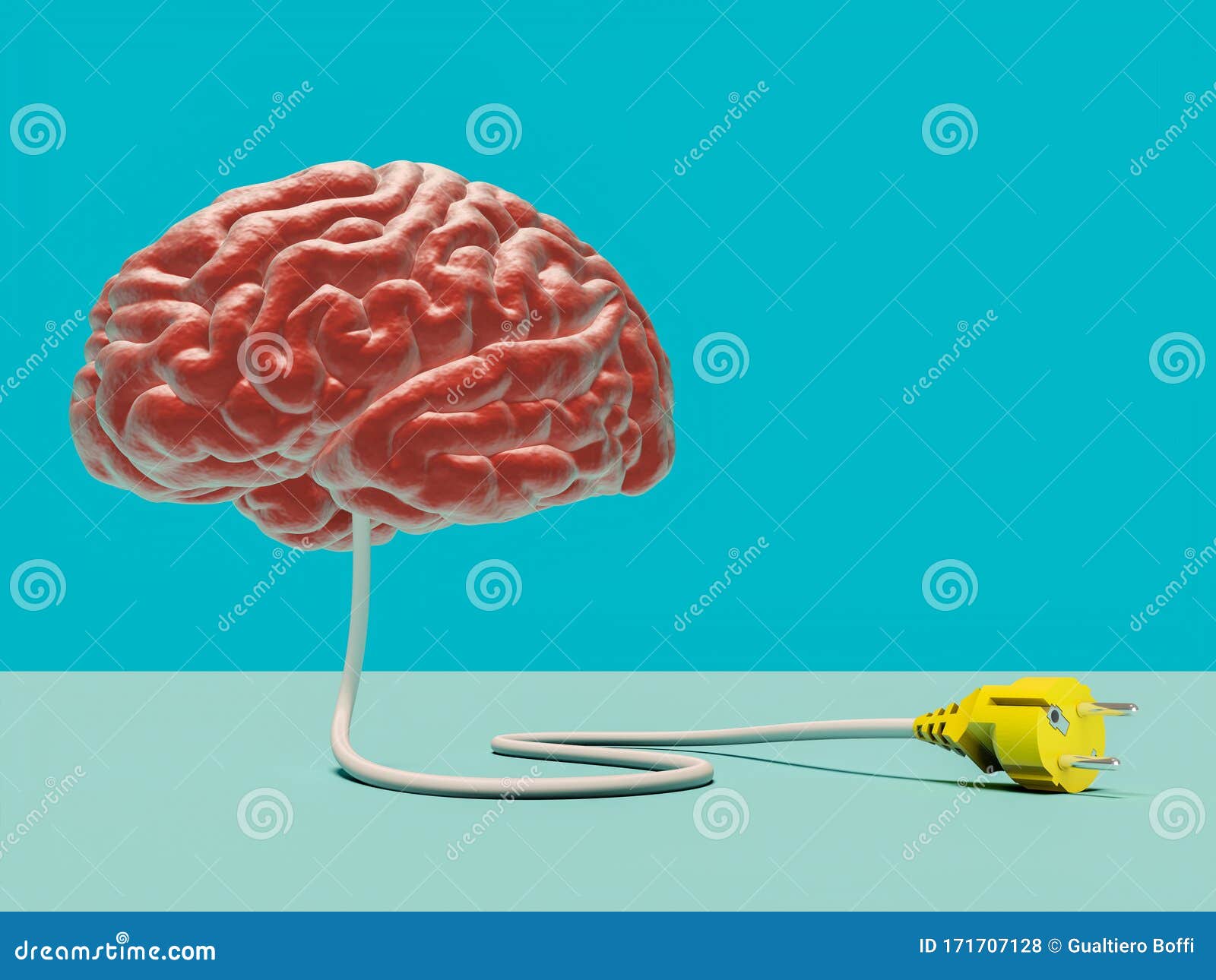 Conceptual 3d Render Image of a Brain with a Wire and a Detached Plug ...