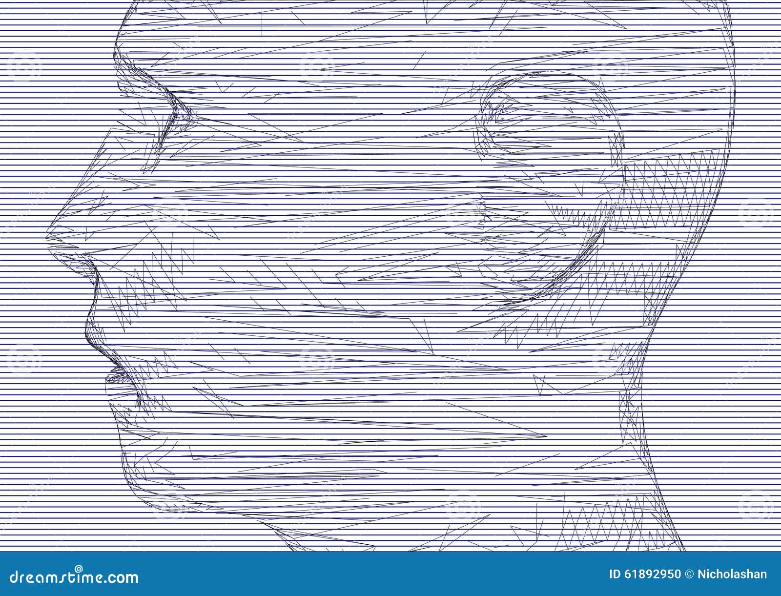 Conceptual 3D Wire Frame Human Male Head Stock Illustration ...