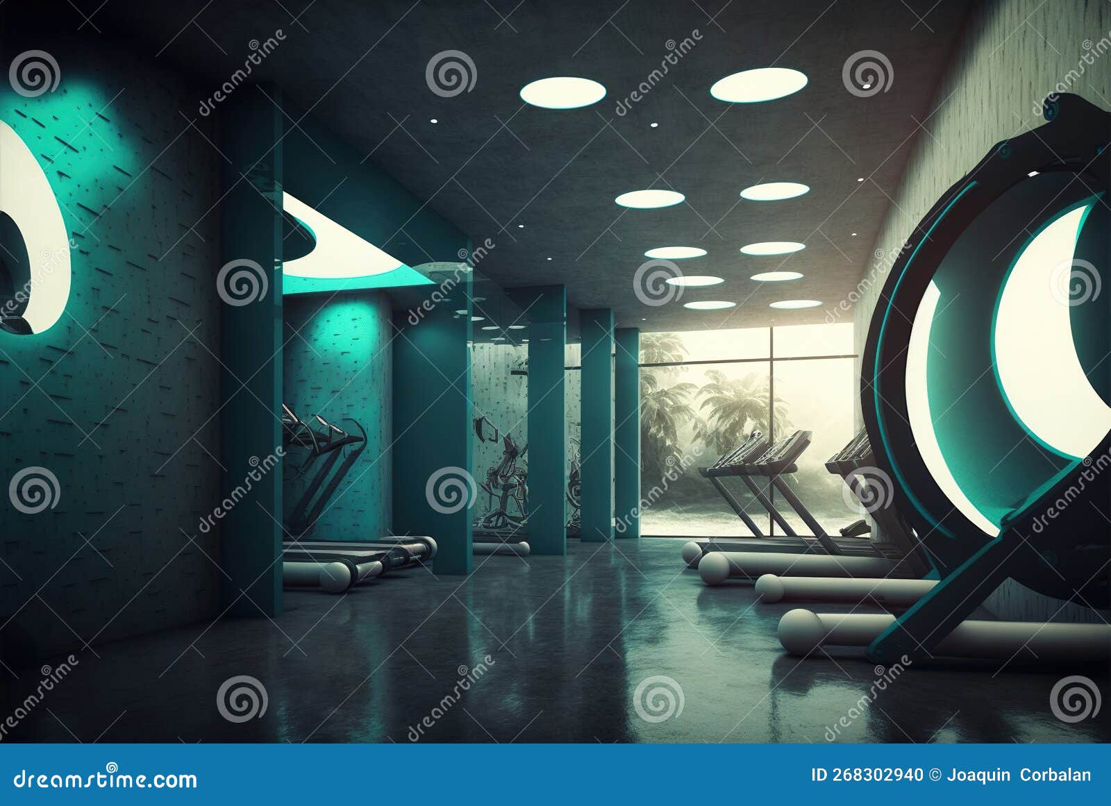 Conceptual Design of a Futuristic Gym. Ai Generated Stock Illustration ...