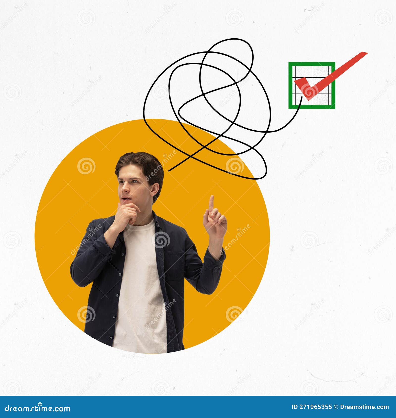 Conceptual Design. Modern Art Collage. Young Man with Thoughtful Face ...