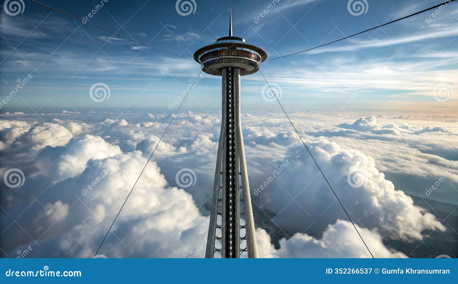 Conceptual Design of Space Elevator Reaching into Clouds, Showcasing ...