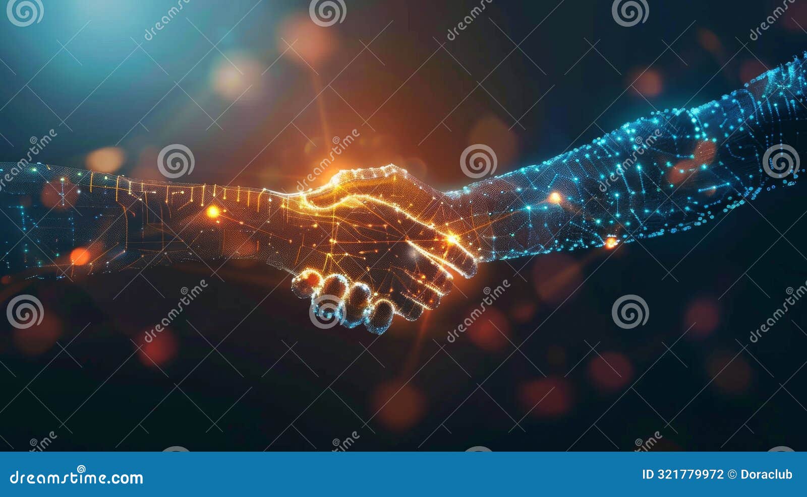 A Conceptual Digital Art of Two Hands Engaging in a Handshake, Composed ...