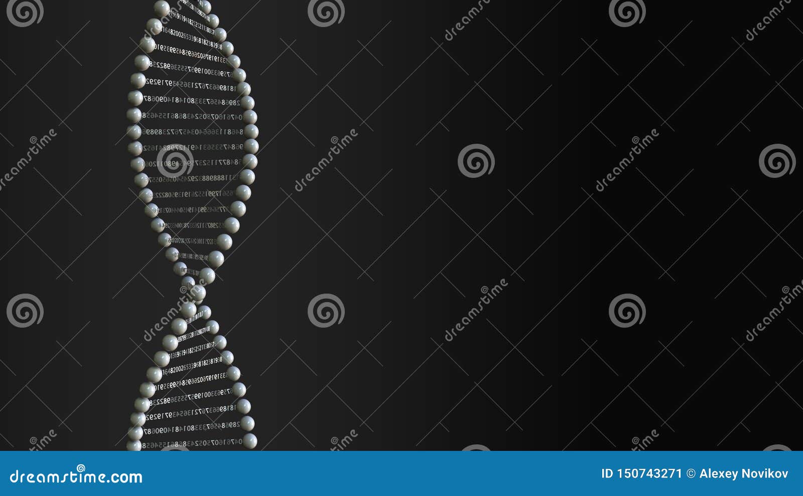 Conceptual Digital DNA Molecule Model with Numbers, 3D Rendering Stock ...