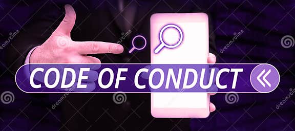 Conceptual Display Code of Conduct. Word for Ethics Rules Moral Codes ...
