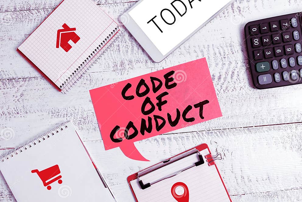 Writing Displaying Text Code of Conduct. Concept Meaning Ethics Rules ...