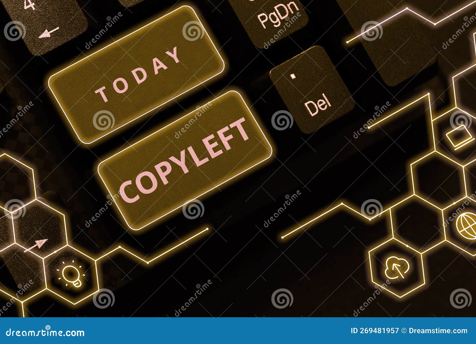 Conceptual Display Copyleft. Word Written on the Right To Freely Use, Modify, Copy, and Share ...