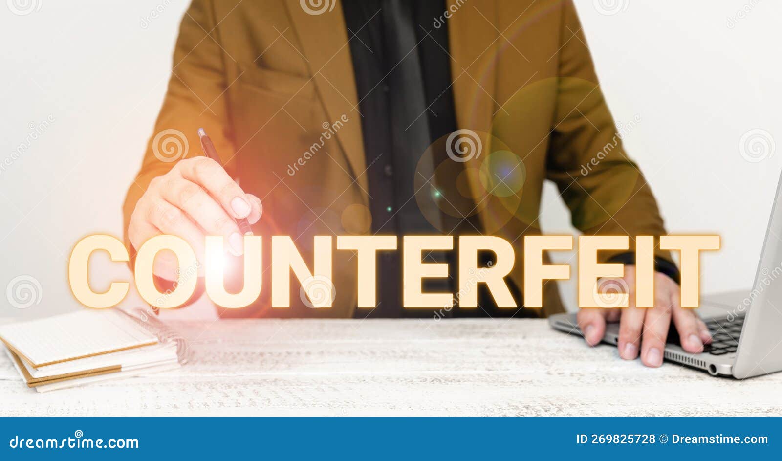 Conceptual Display Counterfeit. Word Written on Made in Imitation of ...