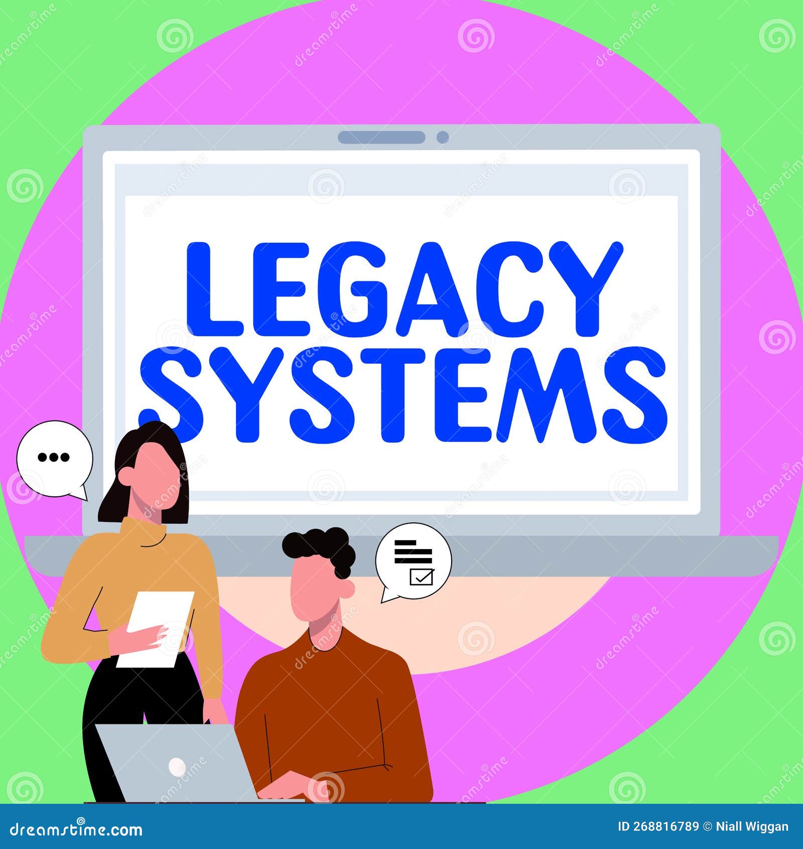 Text Caption Presenting Legacy Systems. Business Approach Old Method Technology Computer System ...