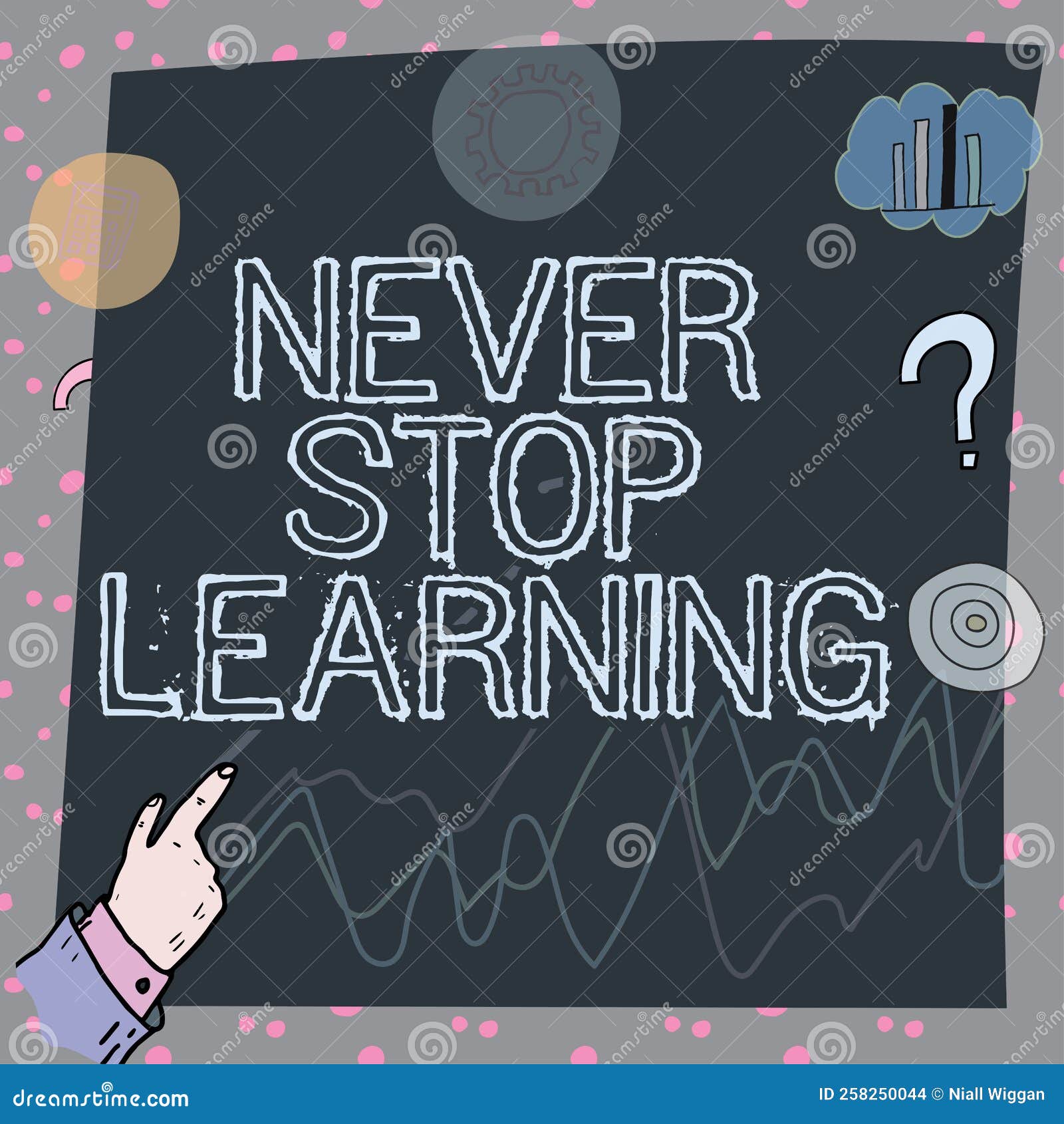 Conceptual Display Never Stop Learning. Word Written on Continuous ...