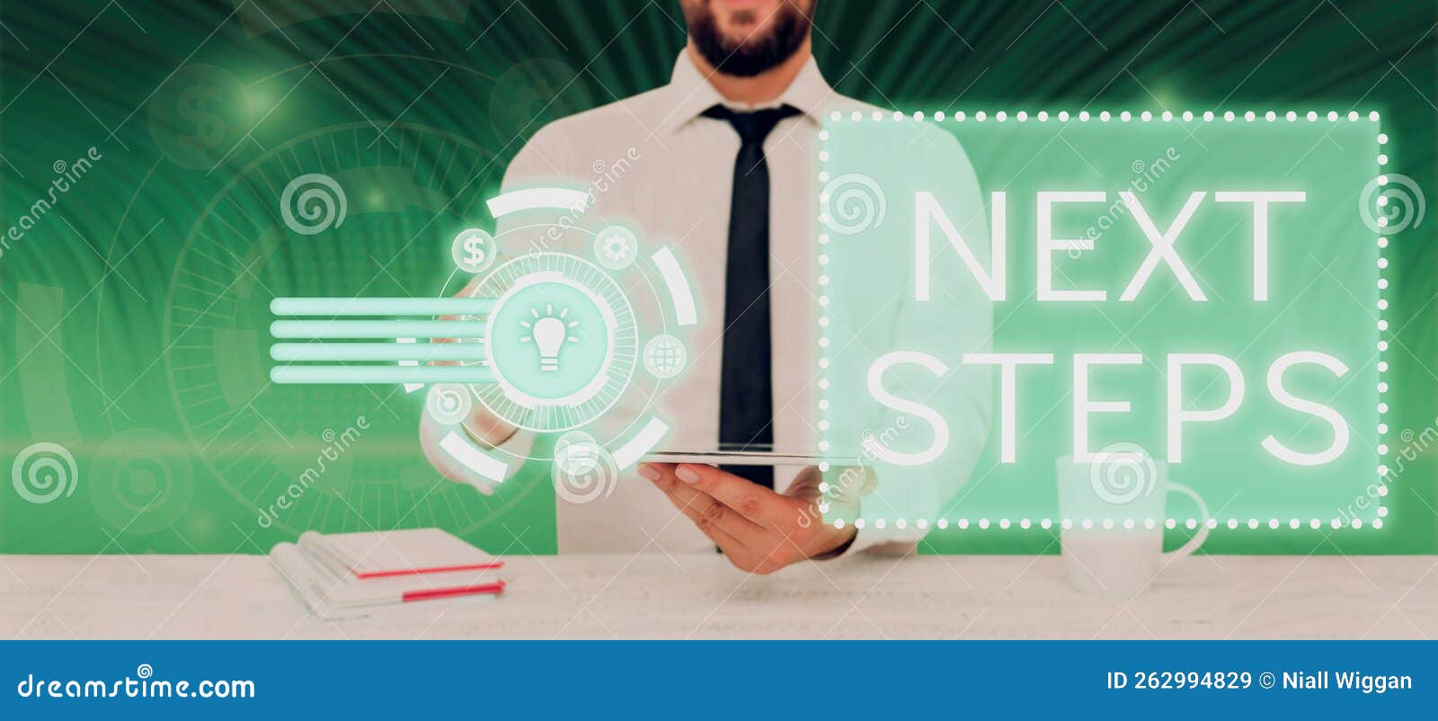 Conceptual Display Next Steps. Word Written on Numper of Process Going ...