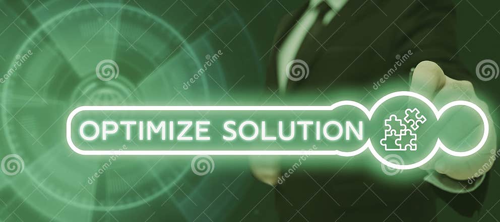 Text Sign Showing Optimize Solution. Business Showcase Process of ...
