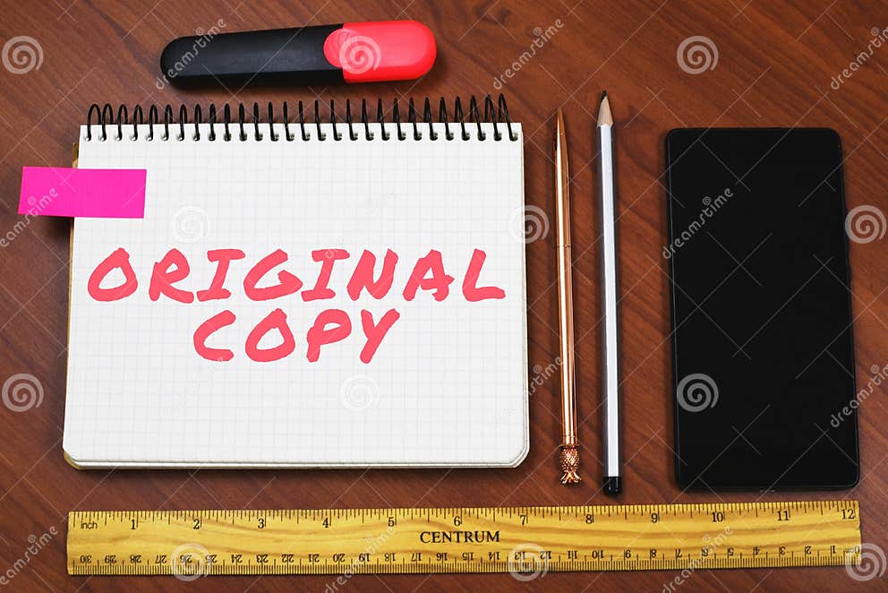 Conceptual Display Original Copy. Word Written on Main Script Unprinted ...