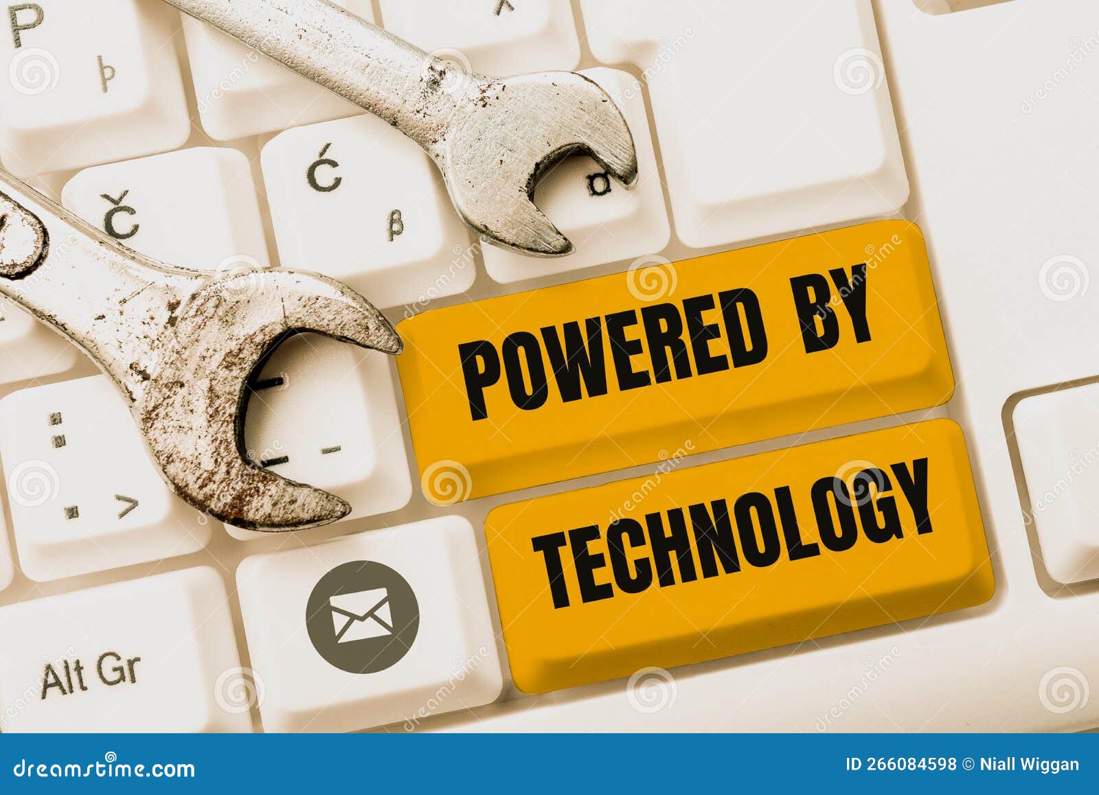 Writing Displaying Text Powered by Technology. Business Concept ...