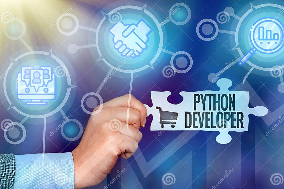 Text Sign Showing Python Developer. Business Concept Responsible for Writing Serverside Web ...