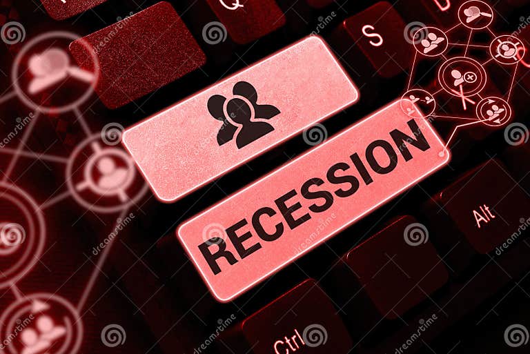 Conceptual Display Recession. Word Written on the Process of Progressive Decrease in Growing ...