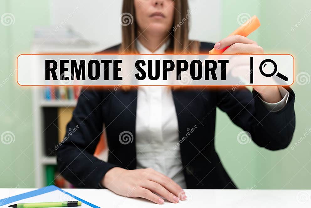 Text Caption Presenting Remote Support. Conceptual Photo Help End-users To Solve Computer ...