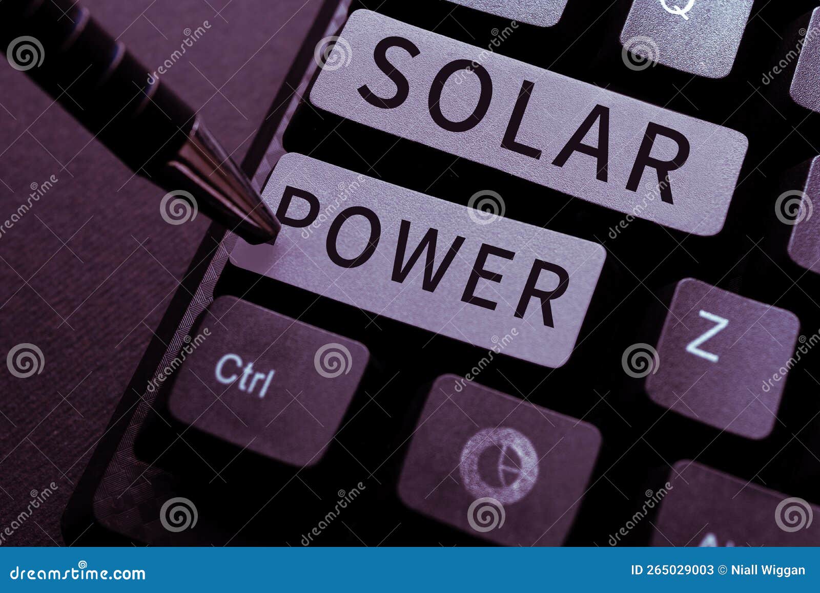 Conceptual Display Solar Power. Word Written on the Electricity ...