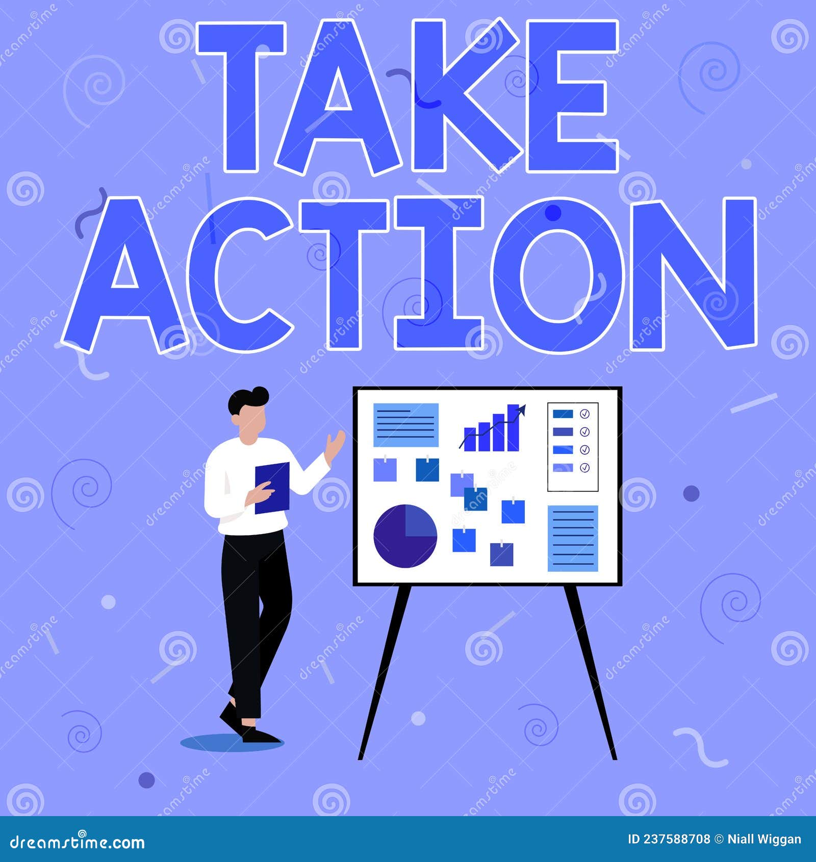 Text Caption Presenting Take Action. Business Overview Positive Act of ...