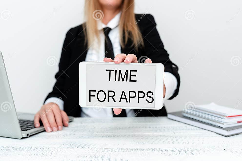 Conceptual Display Time for Apps. Business Idea Make Use of Application or Services Using the ...