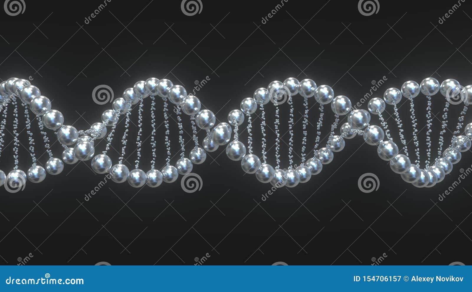 DNA Molecule Model Made of Metal Balls. 3D Rendering Stock Illustration ...