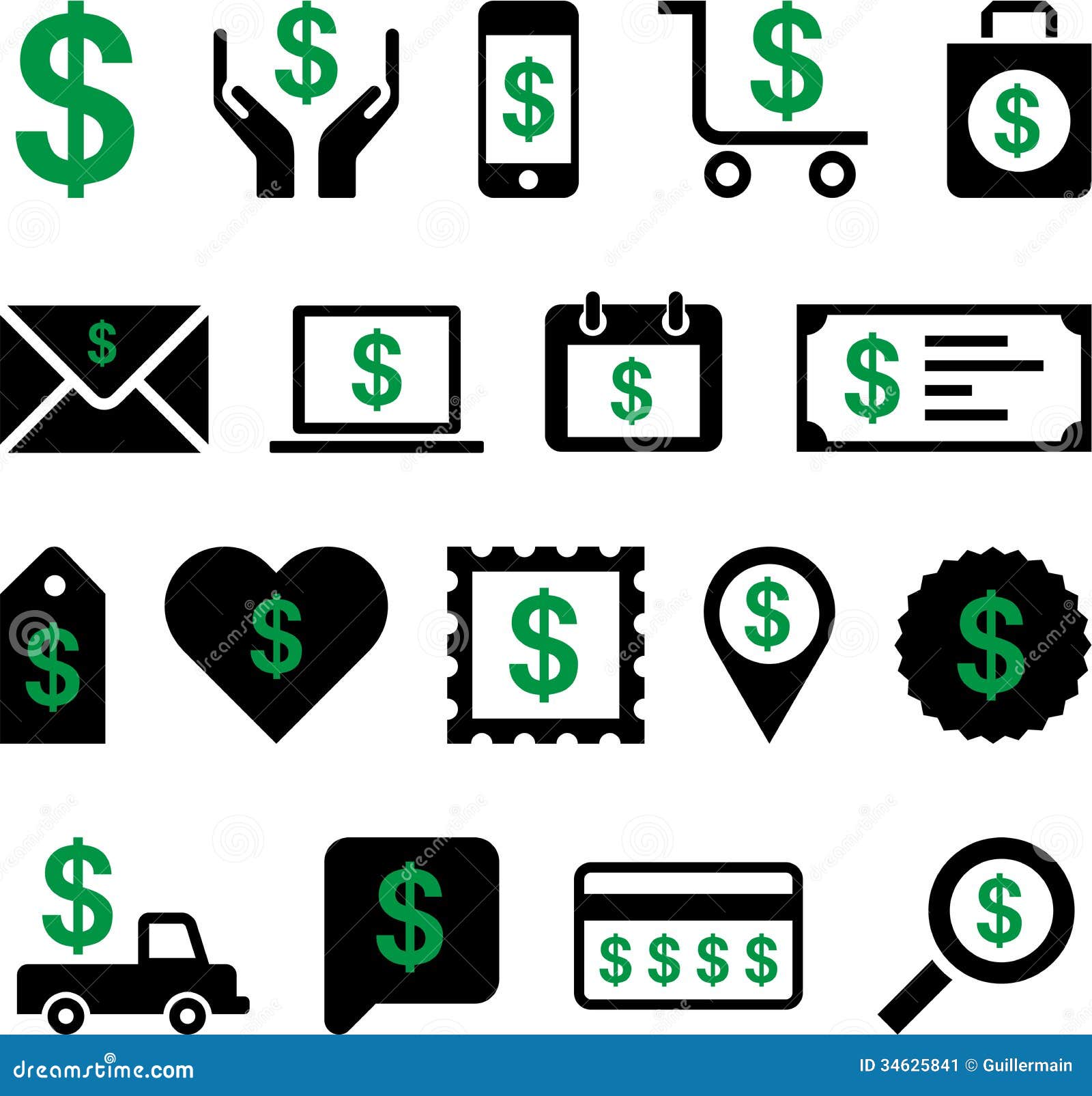 Conceptual Dollar icons stock vector. Illustration of bank - 34625841