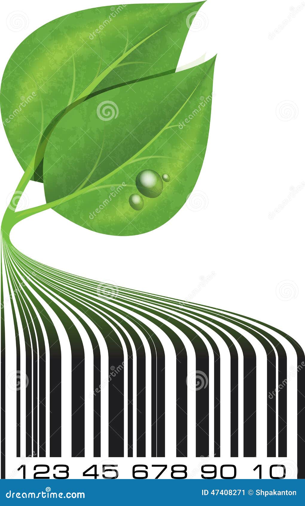 Conceptual Ecological Illustration Barcode with Green Leafs and Stock ...