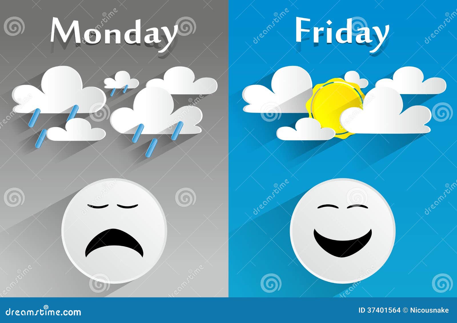 Conceptual Feeling Monday To Friday Stock Vector - Illustration of ...