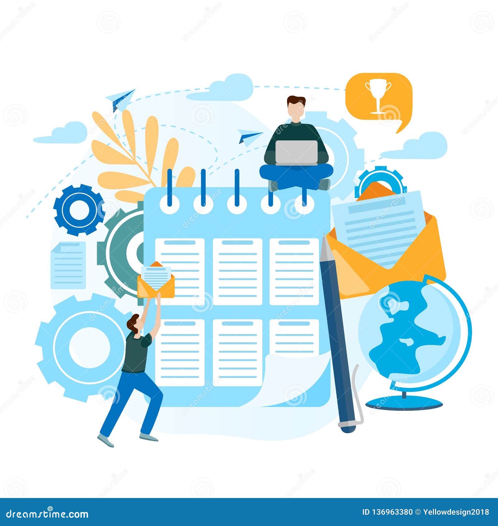 Conceptual Flat Vector Illustration Checklist Clipboard. Successful ...