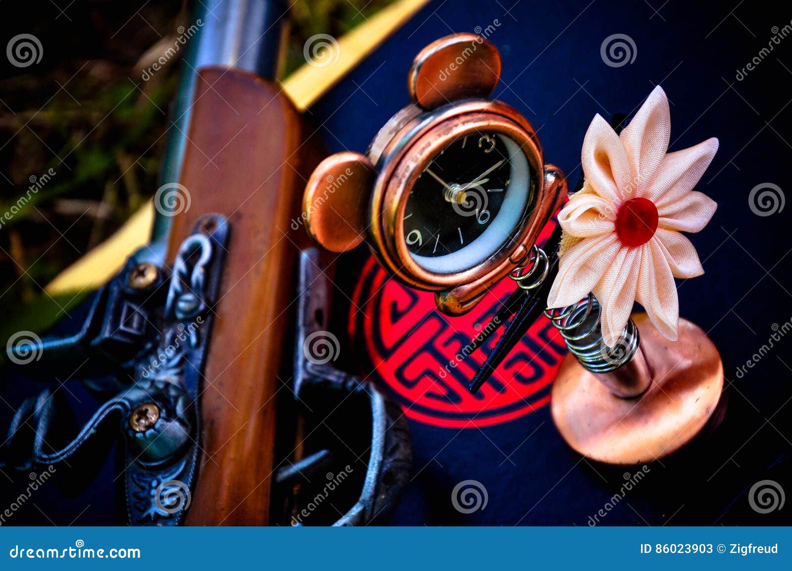 Conceptual Florwer Time Clock Gun Stock Image - Image of shooting ...