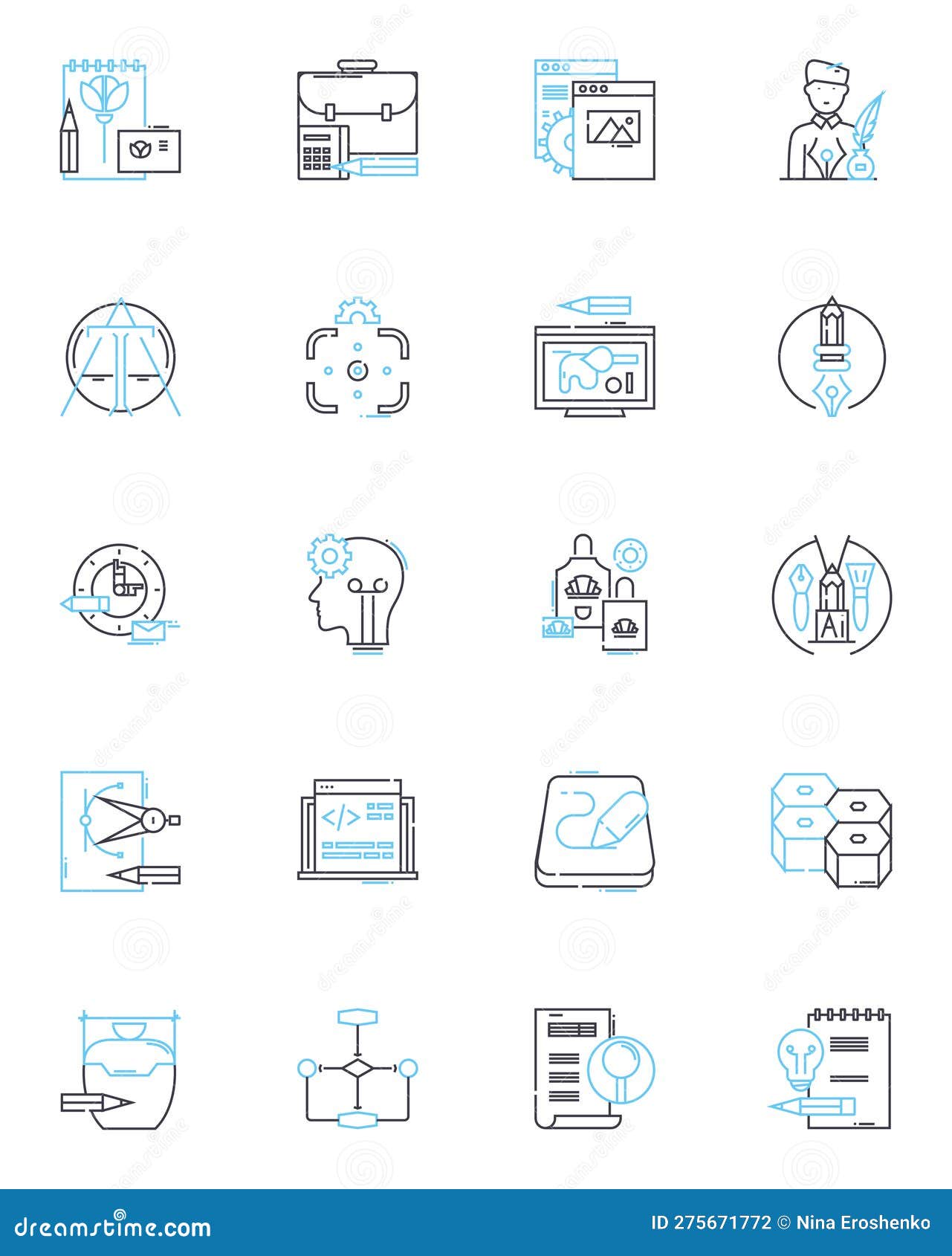 Conceptual Frameworks Linear Icons Set Structure Insight Context