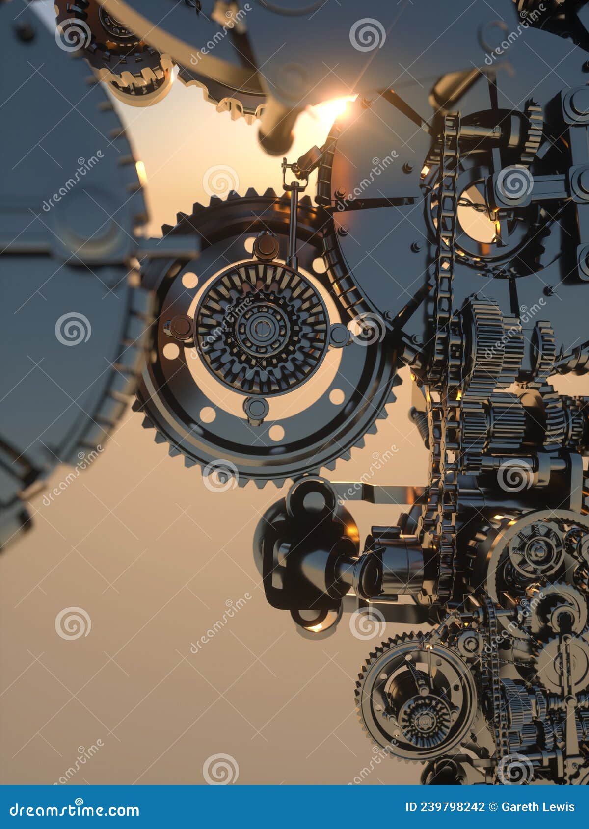 Gears and Cogs Close Up 3d Render Stock Illustration - Illustration of ...