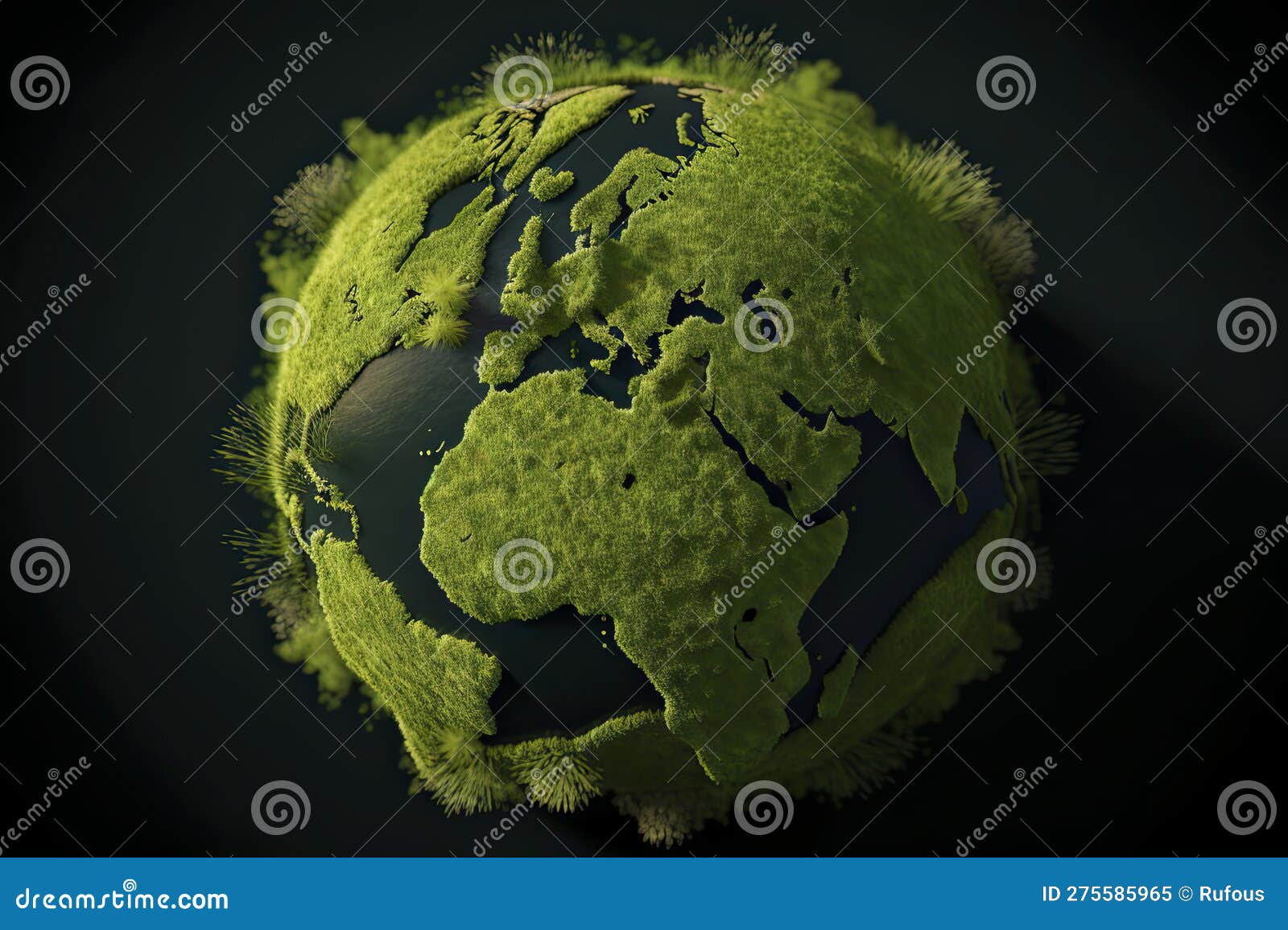 Conceptual Green Earth with Grass and Trees. World Map Derived from ...