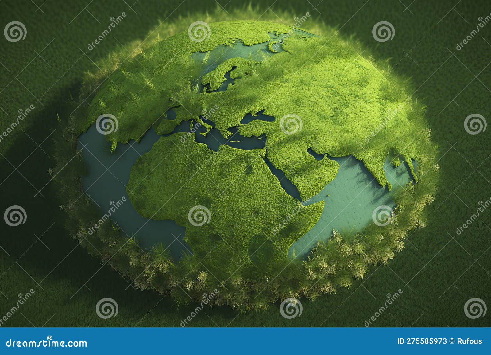 Conceptual Green Earth with Grass and Trees. World Map Derived from ...