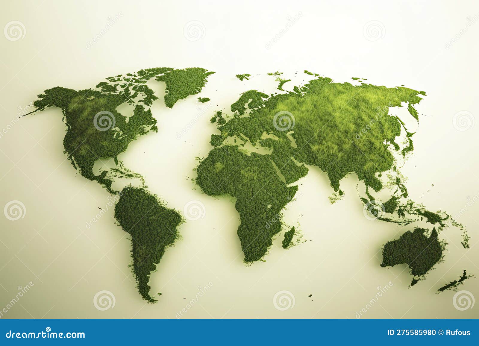 Conceptual Green Earth with Grass and Trees. World Map Derived from ...