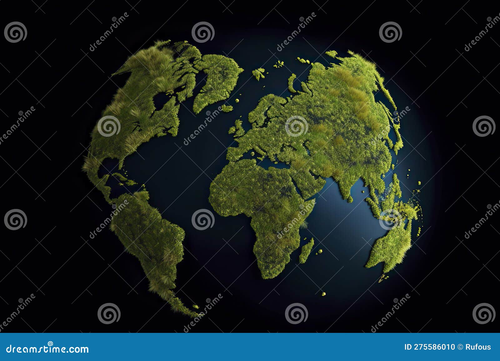 Conceptual Green Earth with Grass and Trees. World Map Derived from ...
