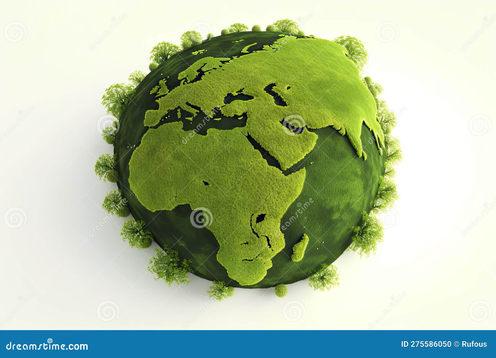 Conceptual Green Earth with Grass and Trees. World Map Derived from ...