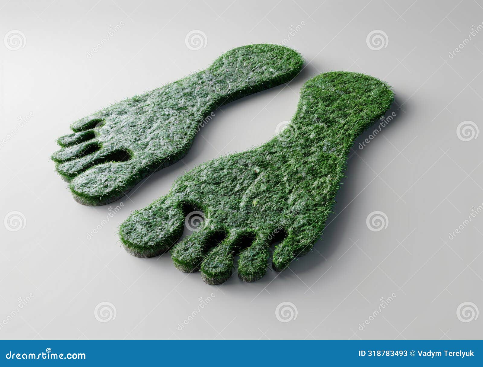 Conceptual Green Grass Footprint. this is 3d Render Illustration Stock ...