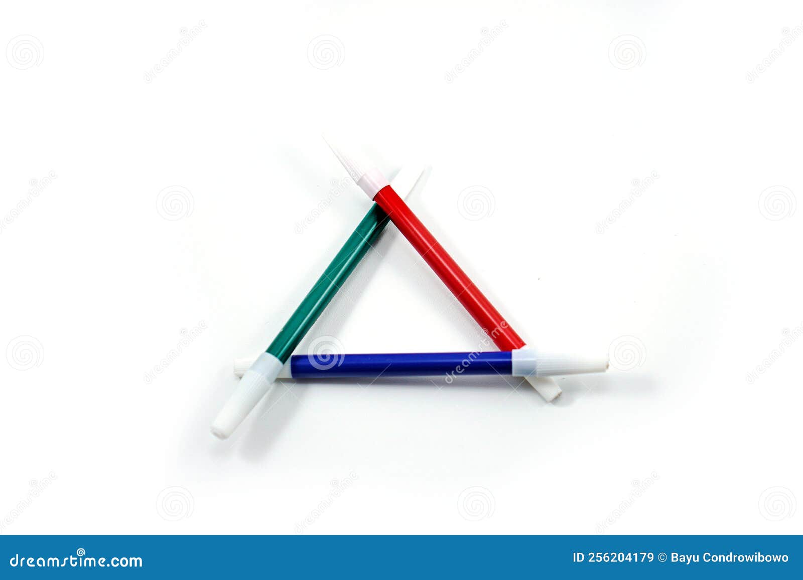 Conceptual Green, Red, and Blue Triangular Markers Isolated on White ...