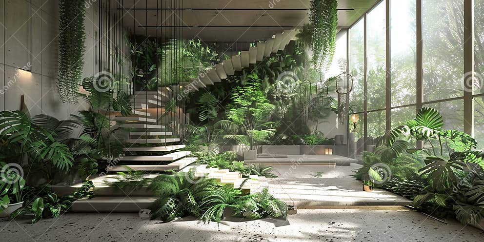 Conceptual Greenery Setup Enhancing Interior Aesthetics Stock ...