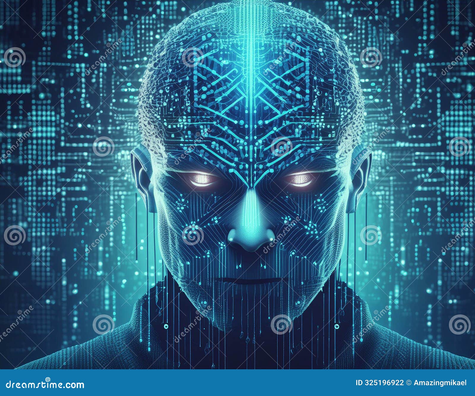 Conceptual Hacker S Brain with Neural Pathways Illuminated by Streams of Binary Code Stock Photo ...