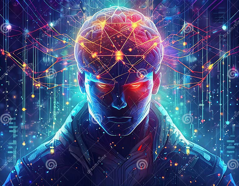 Conceptual Hacker S Brain with Neural Pathways Illuminated by Streams ...