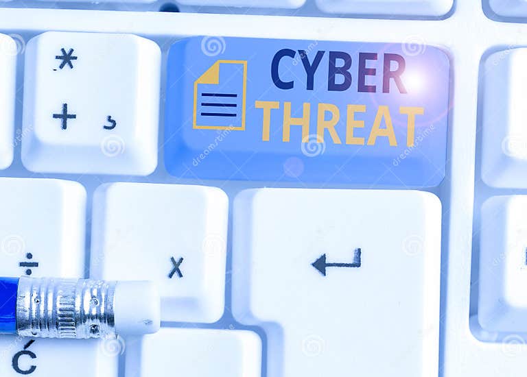 Conceptual Hand Writing Showing Cyber Threat. Business Photo Showcasing ... Conceptual Hand Writing Showing Cyber Threat. Business Photo Showcasing ...