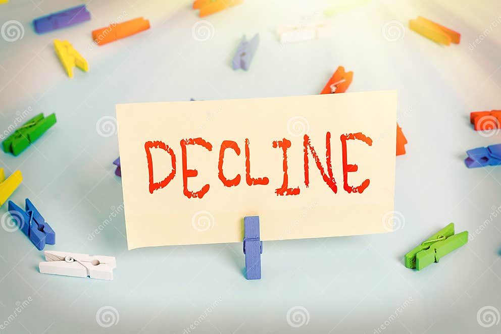 Conceptual Hand Writing Showing Decline. Business Photo Showcasing Become Smaller Fewer less ...