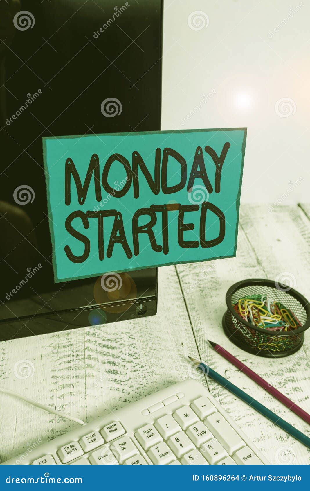 Conceptual Hand Writing Showing Monday Started. Business Photo Text ...