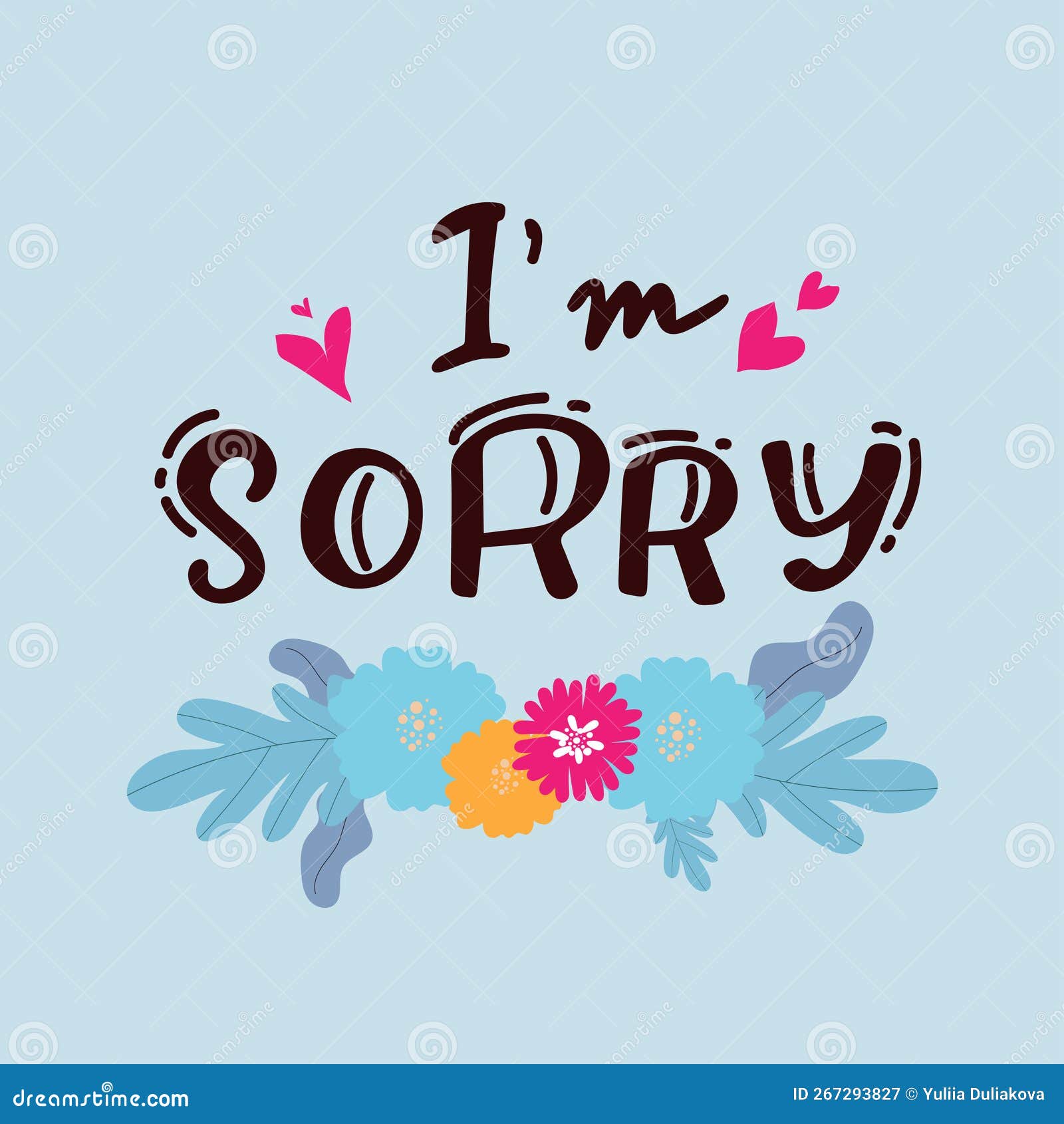 Conceptual Handwritten Phrase I am Sorry Handdrawn Lettering Design ...
