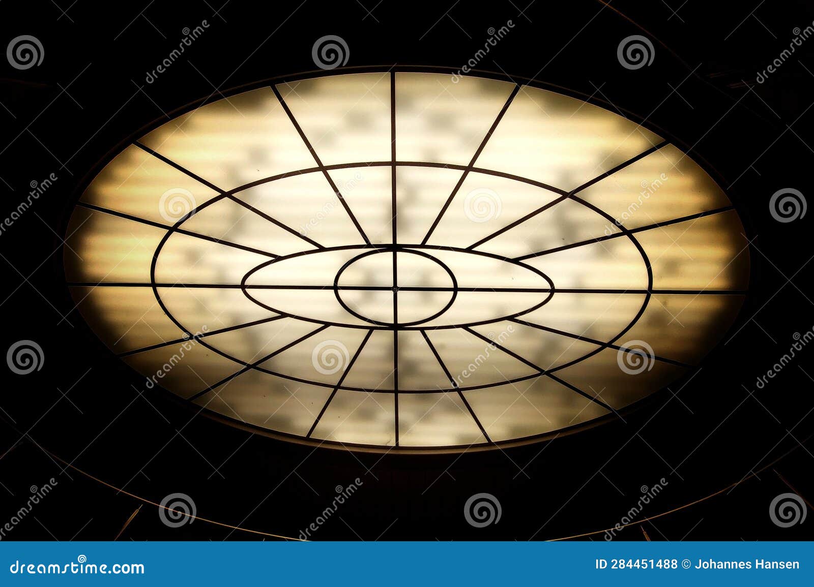 Conceptual High Contrast Shot of Oval Lighting at the Ceiling Stock ...