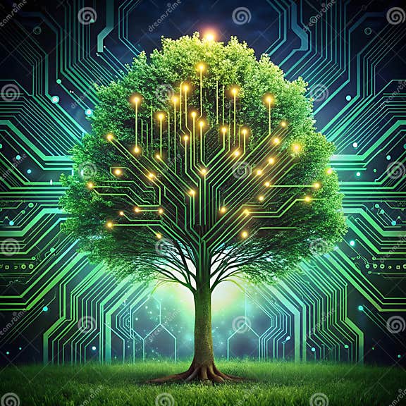 A Conceptual Illustration of an Artificial Intelligence Tree, with ...