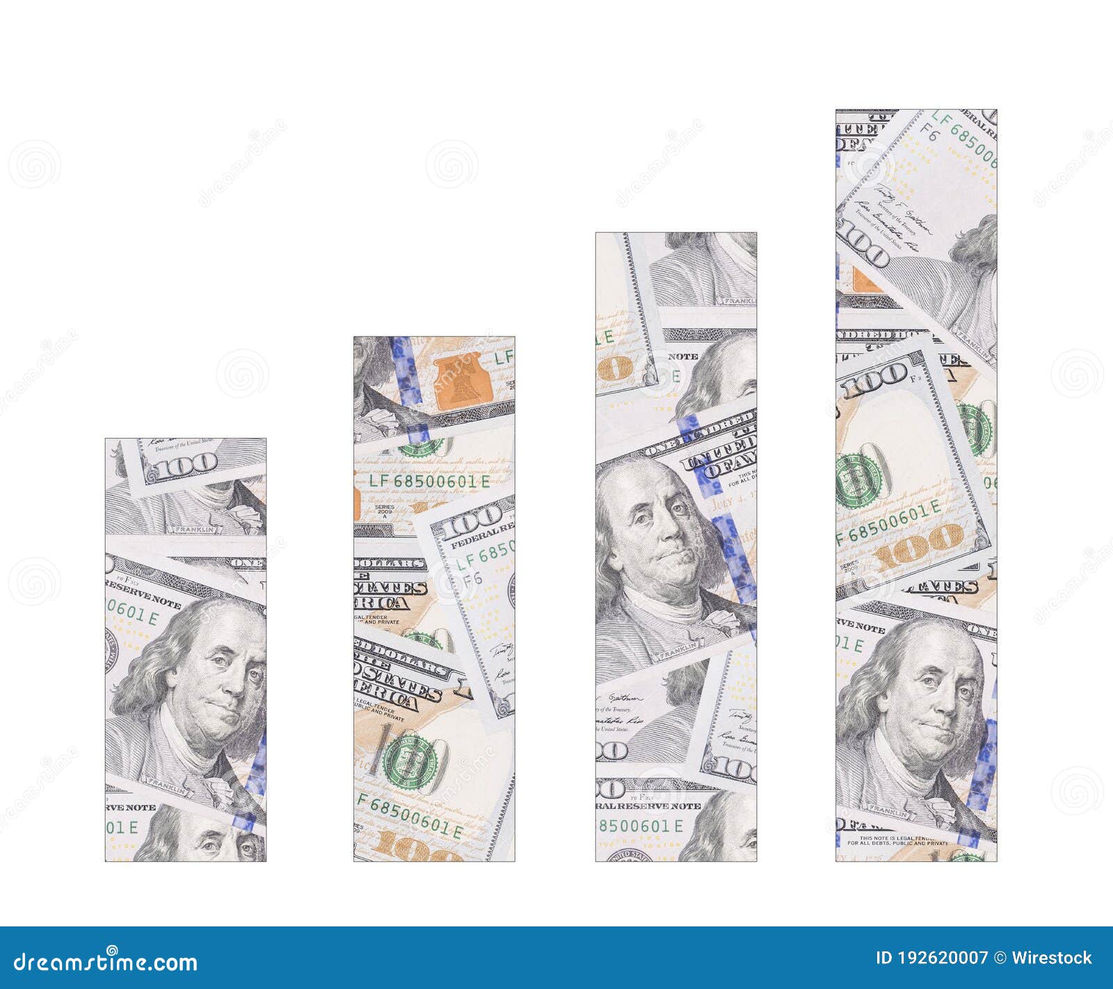 Conceptual Illustration of a Bar Diagram with Hundred Dollar Bills ...