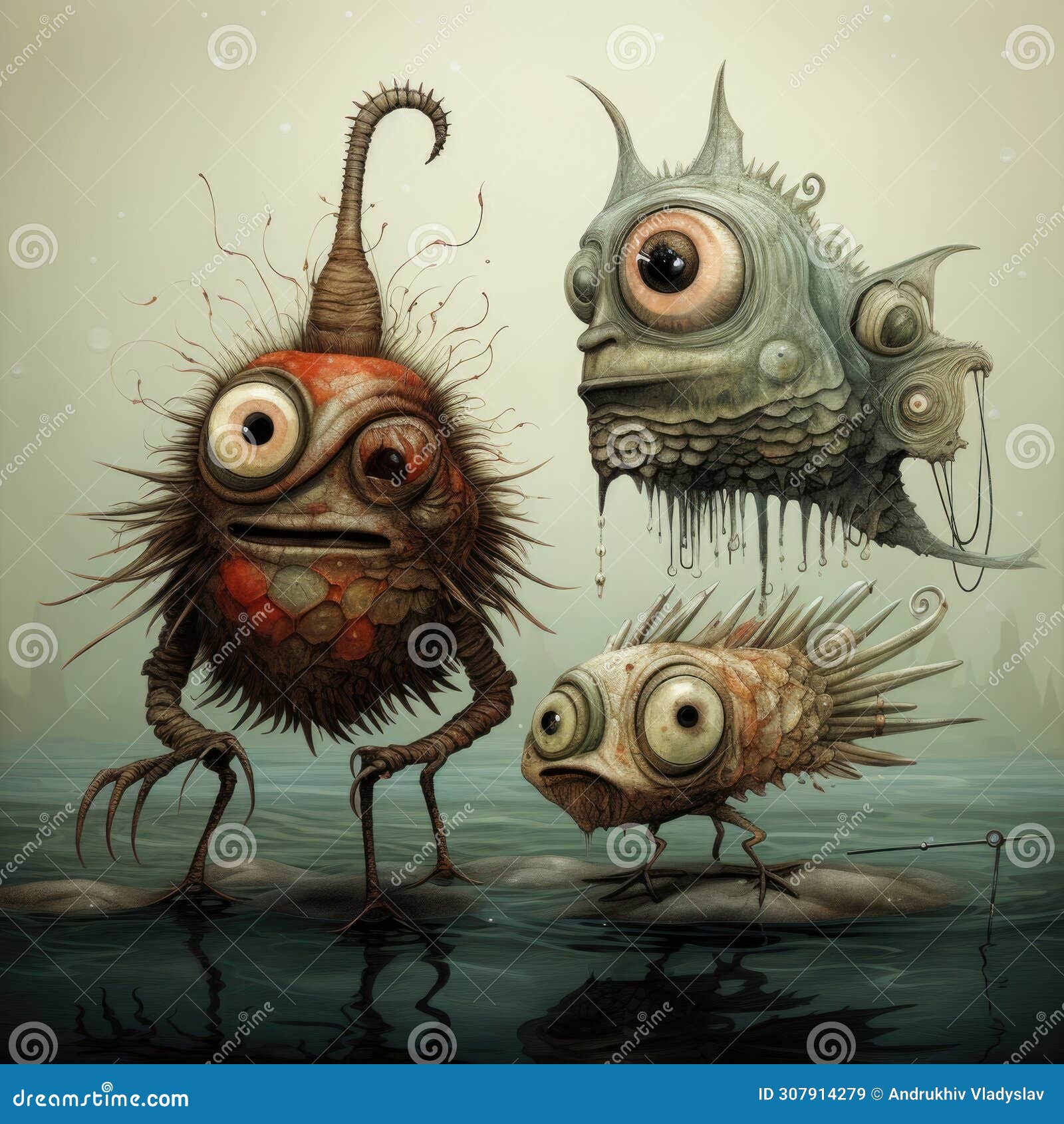 Conceptual Illustration of Bizarre Creatures Stock Illustration ...