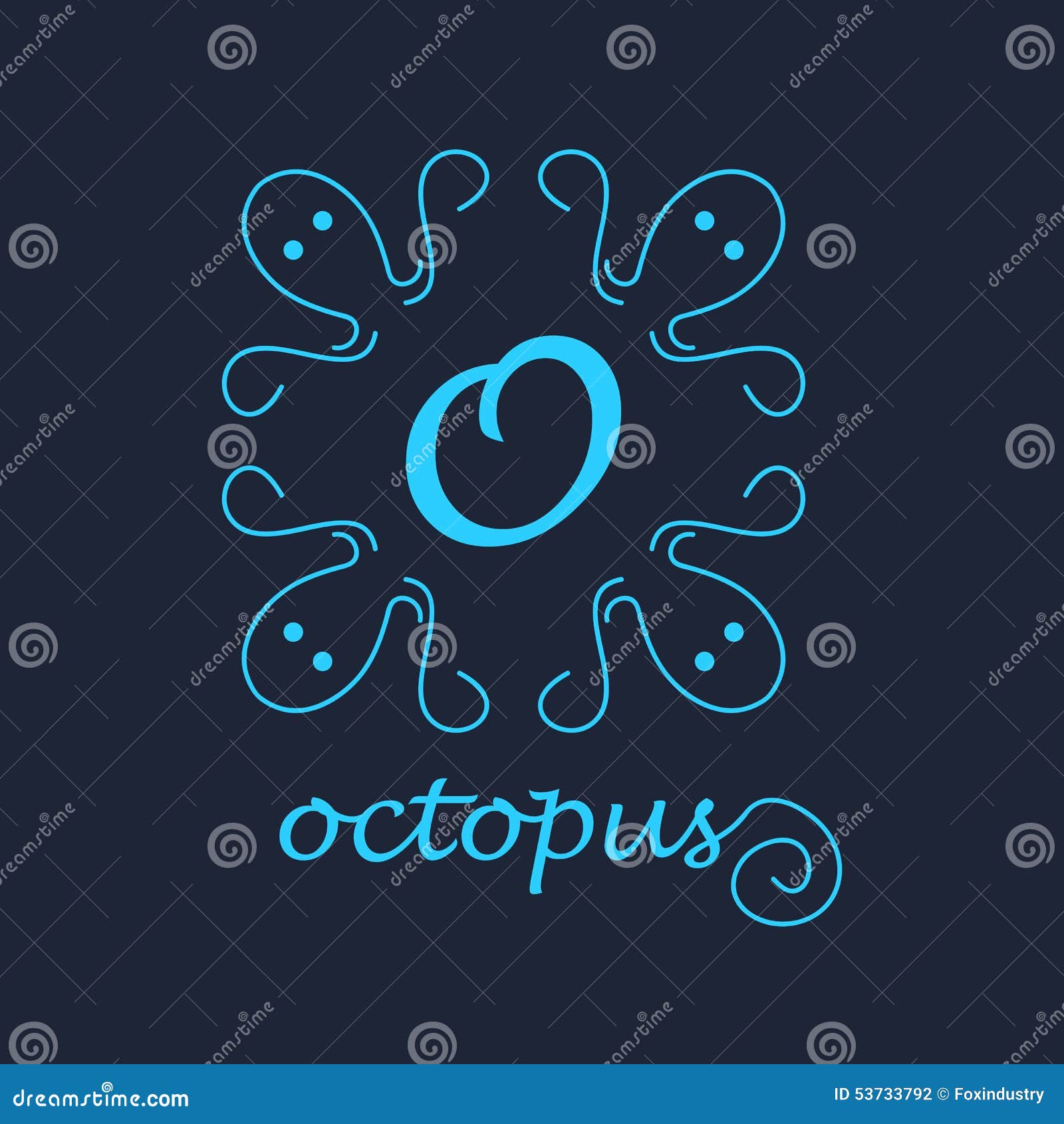 Conceptual Illustration Logo of Octopus the Blue Frame Stock Vector ...